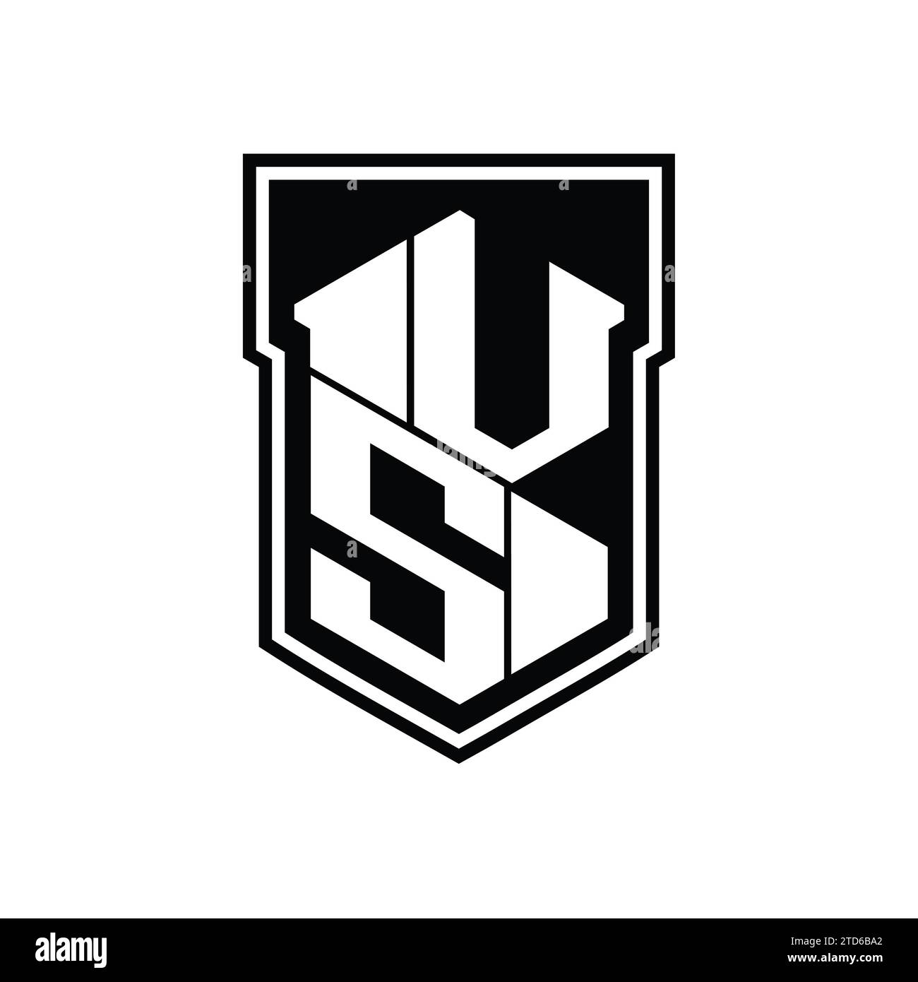 VS Letter Logo monogram hexagon geometric up and down inside shield isolated style design ...