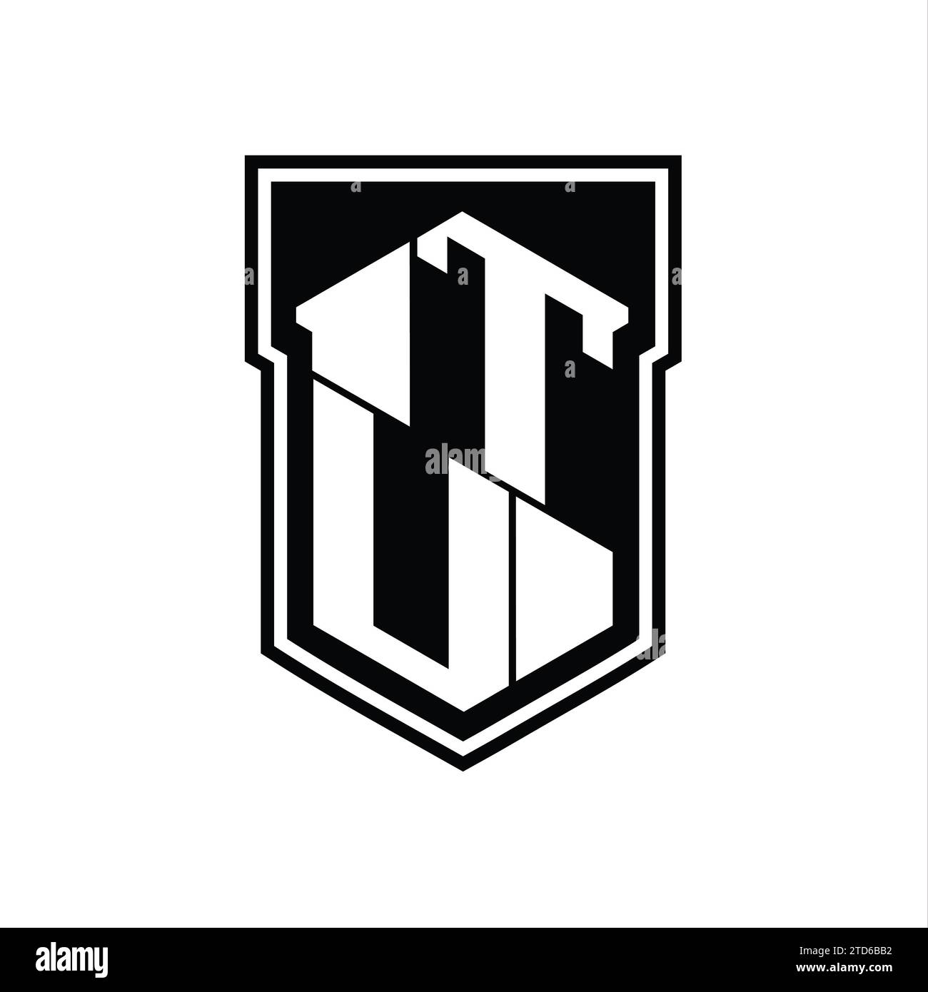 TU Letter Logo monogram hexagon geometric up and down inside shield ...
