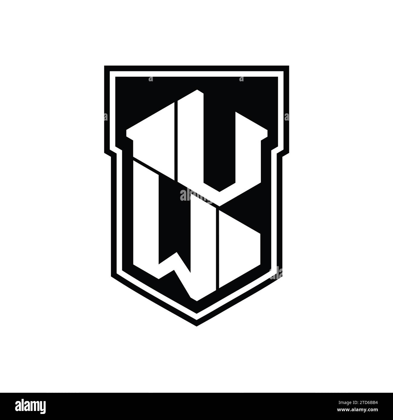 VW Letter Logo monogram hexagon geometric up and down inside shield isolated style design ...
