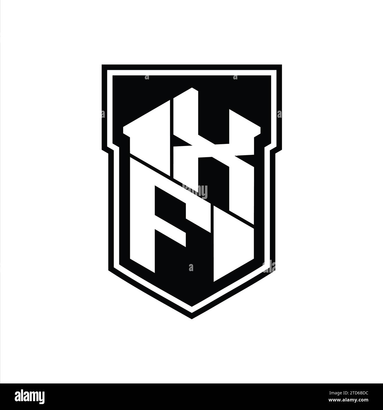 XF Letter Logo monogram hexagon geometric up and down inside shield isolated style design ...