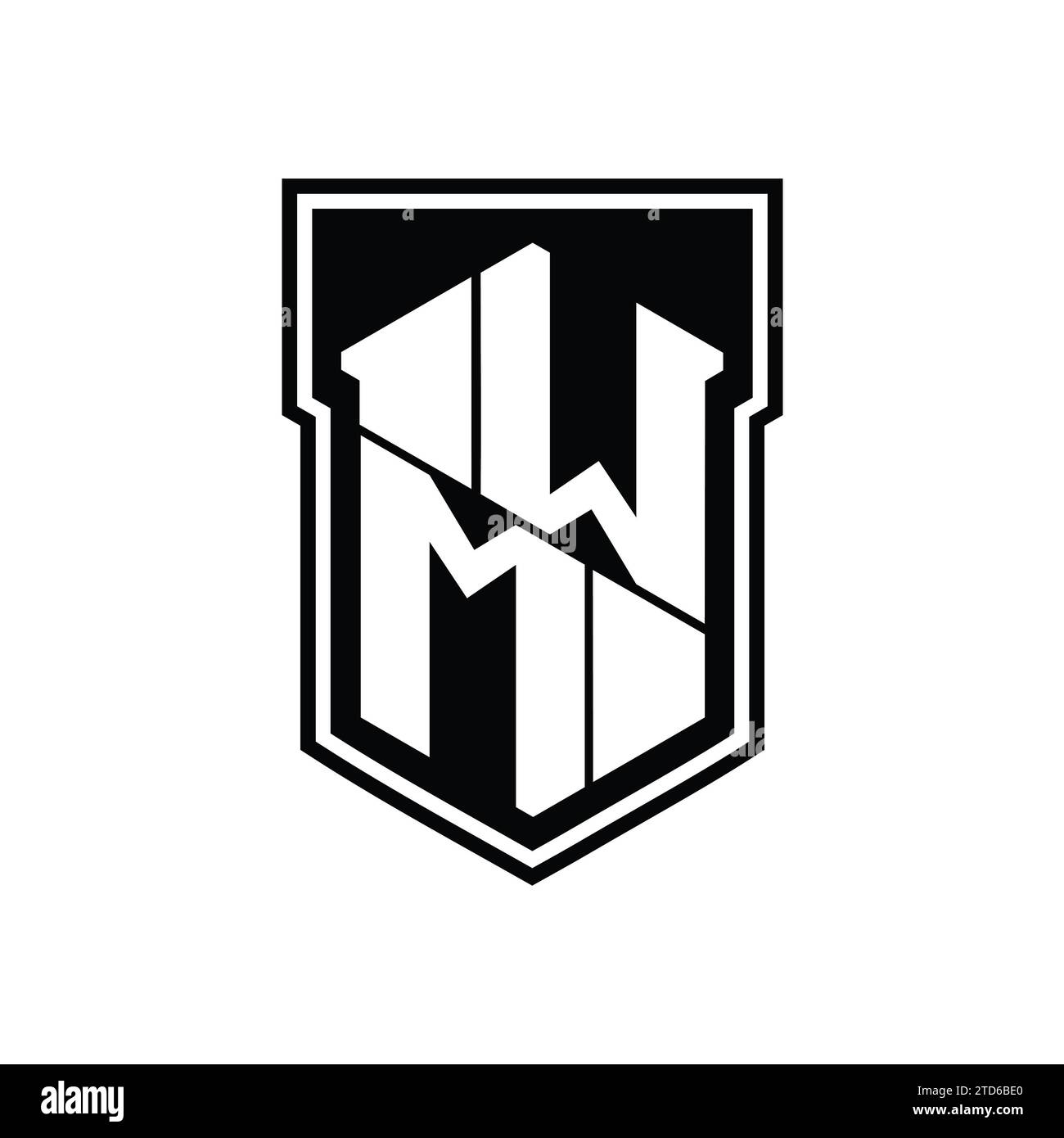 WM Letter Logo monogram hexagon geometric up and down inside shield ...