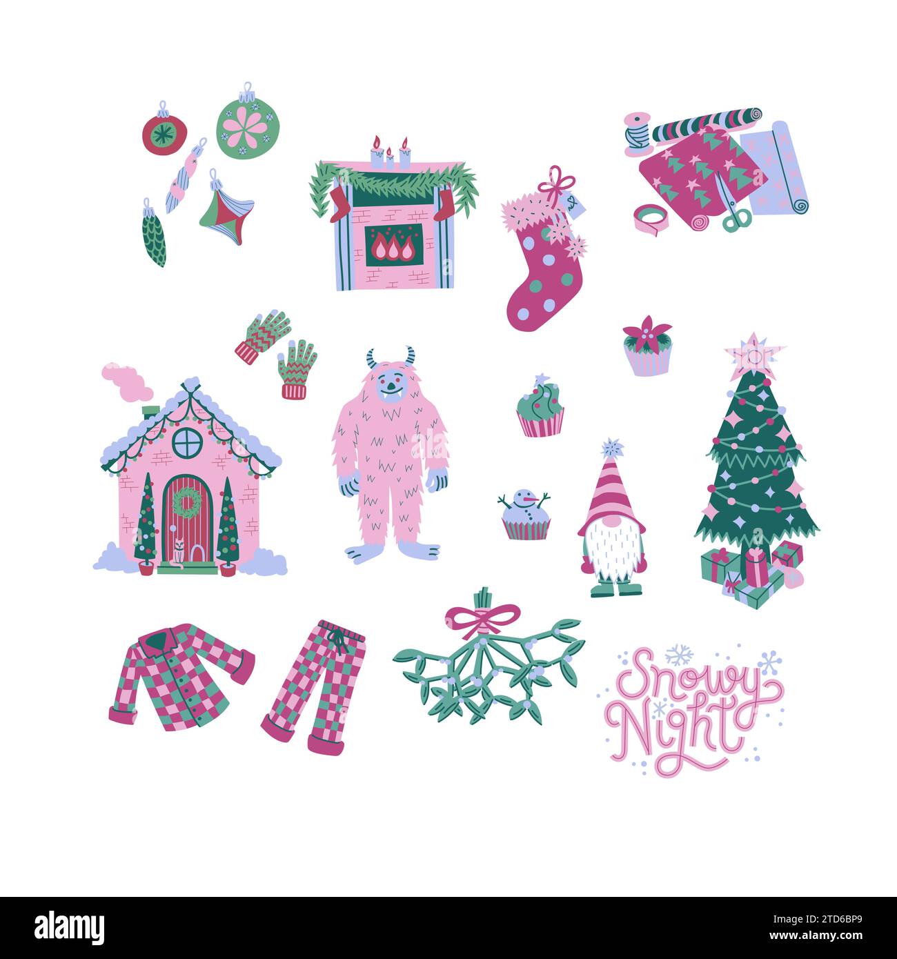 Retro clipart christmas hi-res stock photography and images - Alamy
