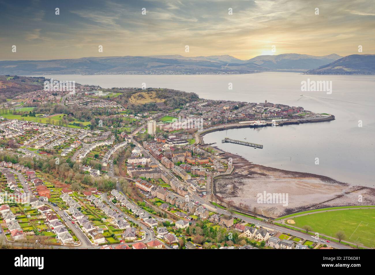 Gourock aerial view from Lyle Hill in Greenock, Inverclyde Stock Photo ...