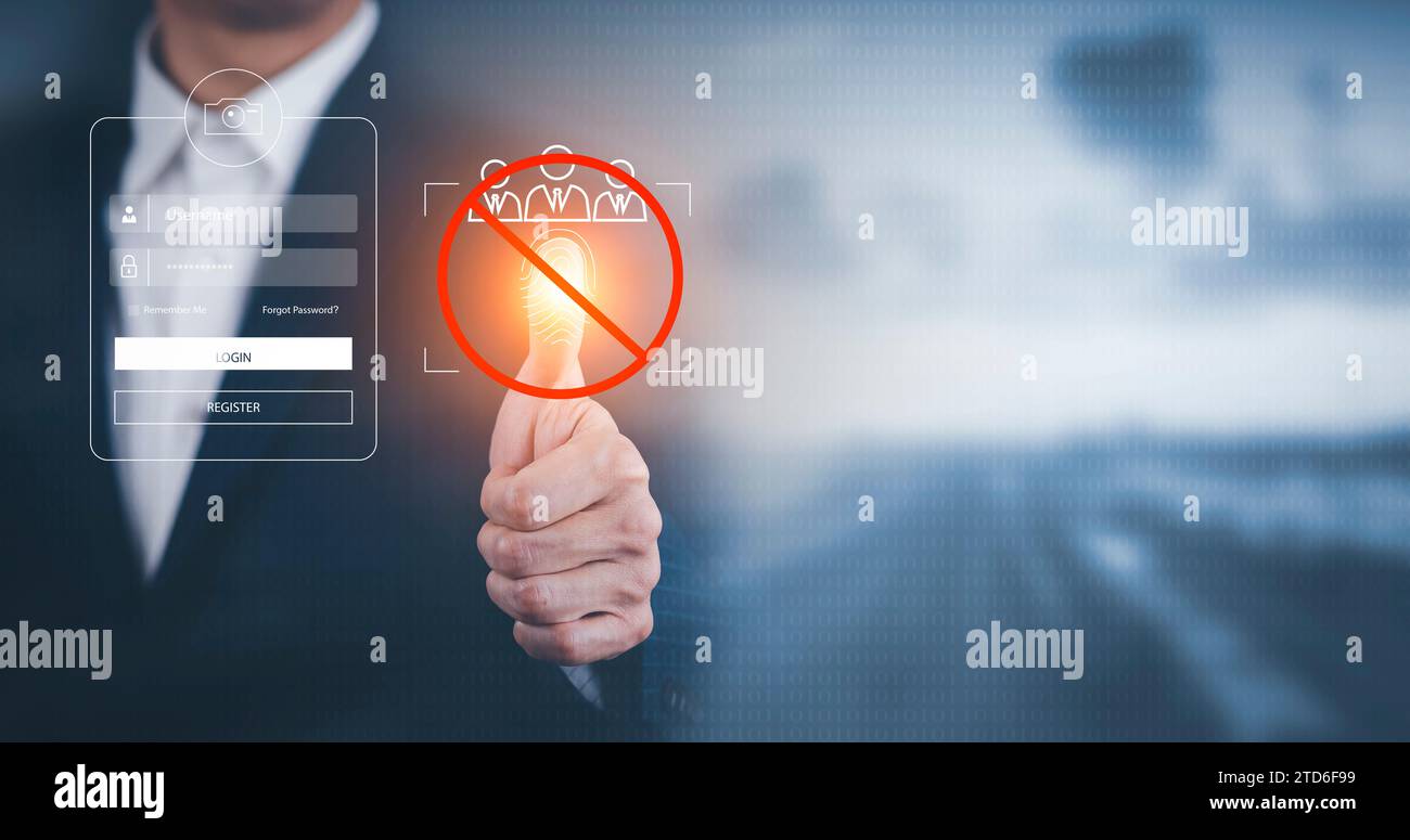 Business touch scan fingerprint with virtual global and cyber security ...