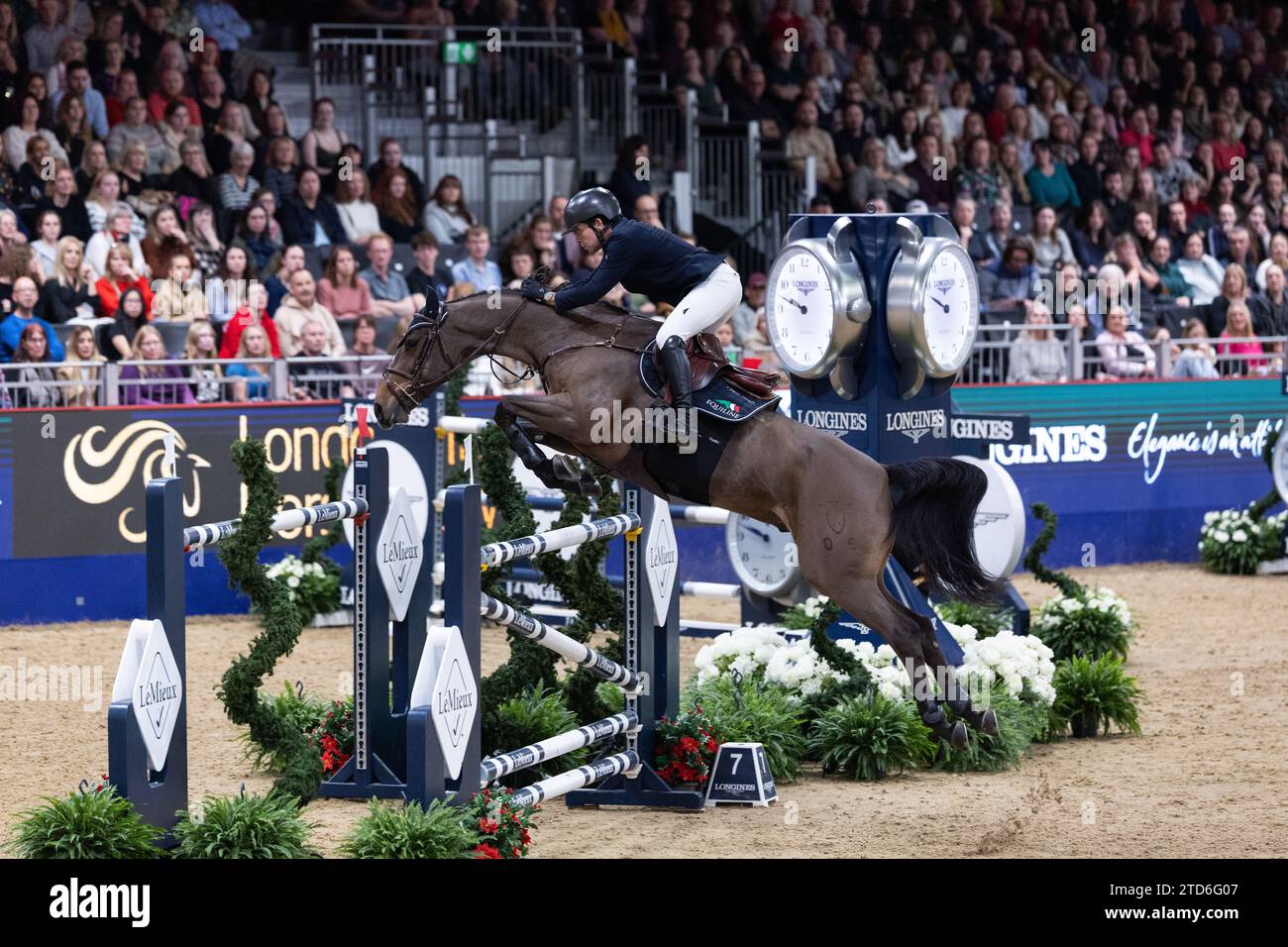 London, UK. December 16, 2023. Conor Swail of Ireland with Casturano ...
