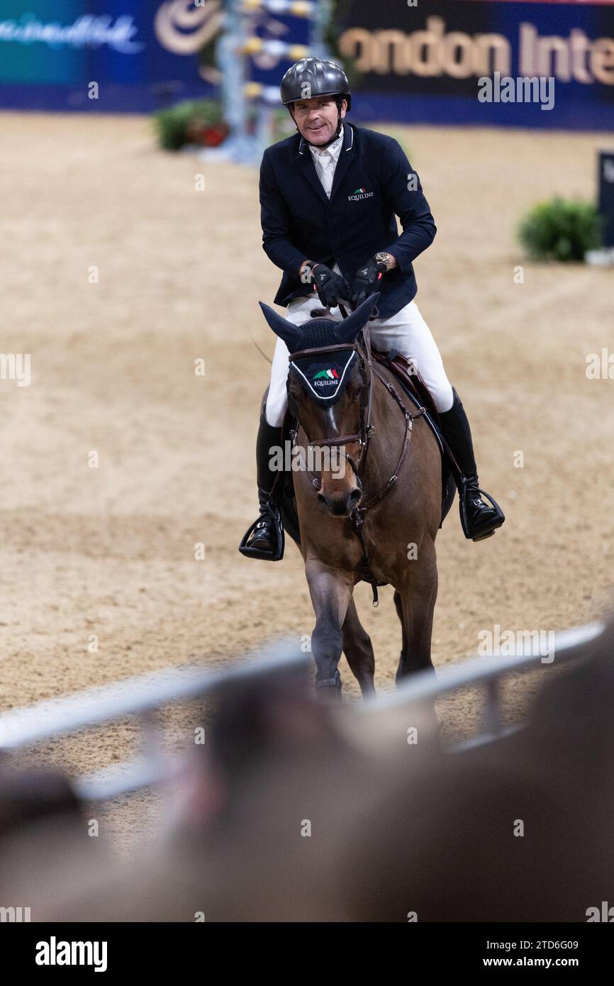 London, UK. December 16, 2023. Conor Swail of Ireland with Casturano ...