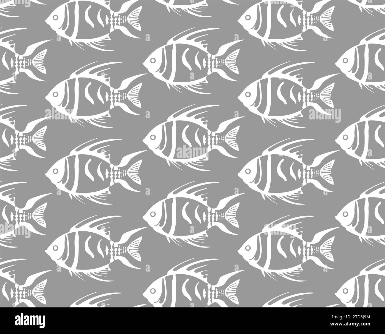 simple seamless pattern of white graphic fish on a gray background ...