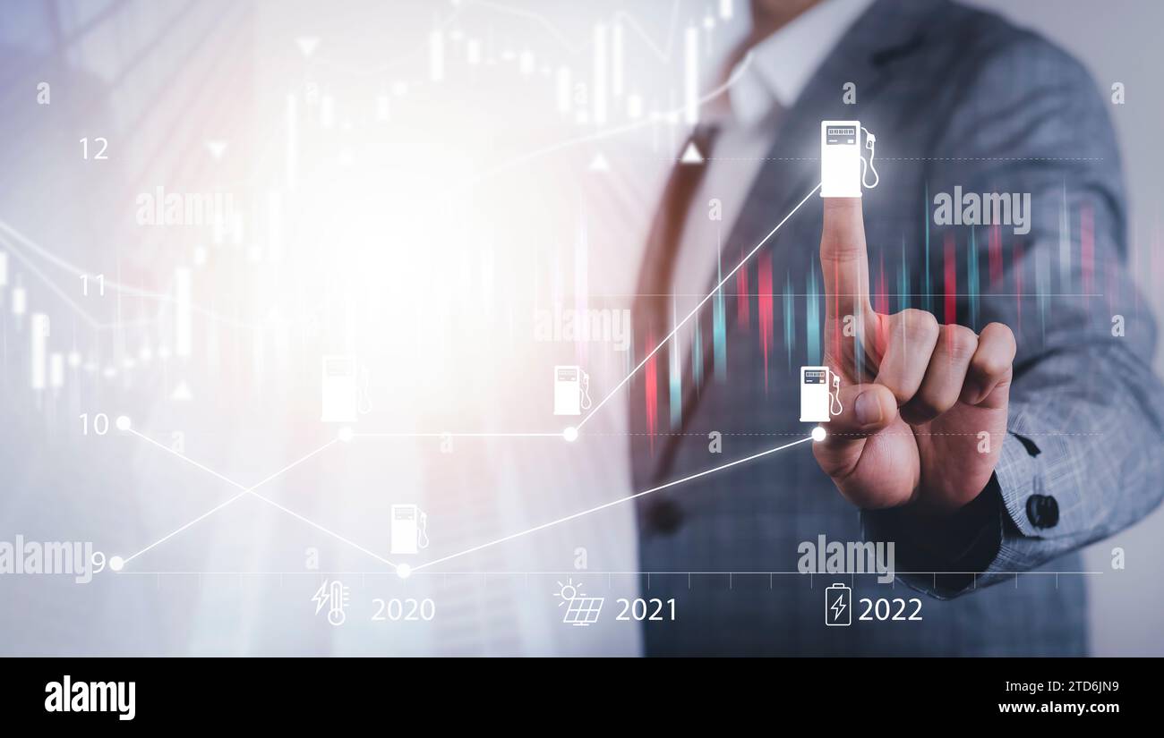 Oil energy graph of the world market, impact on the economy concept ...
