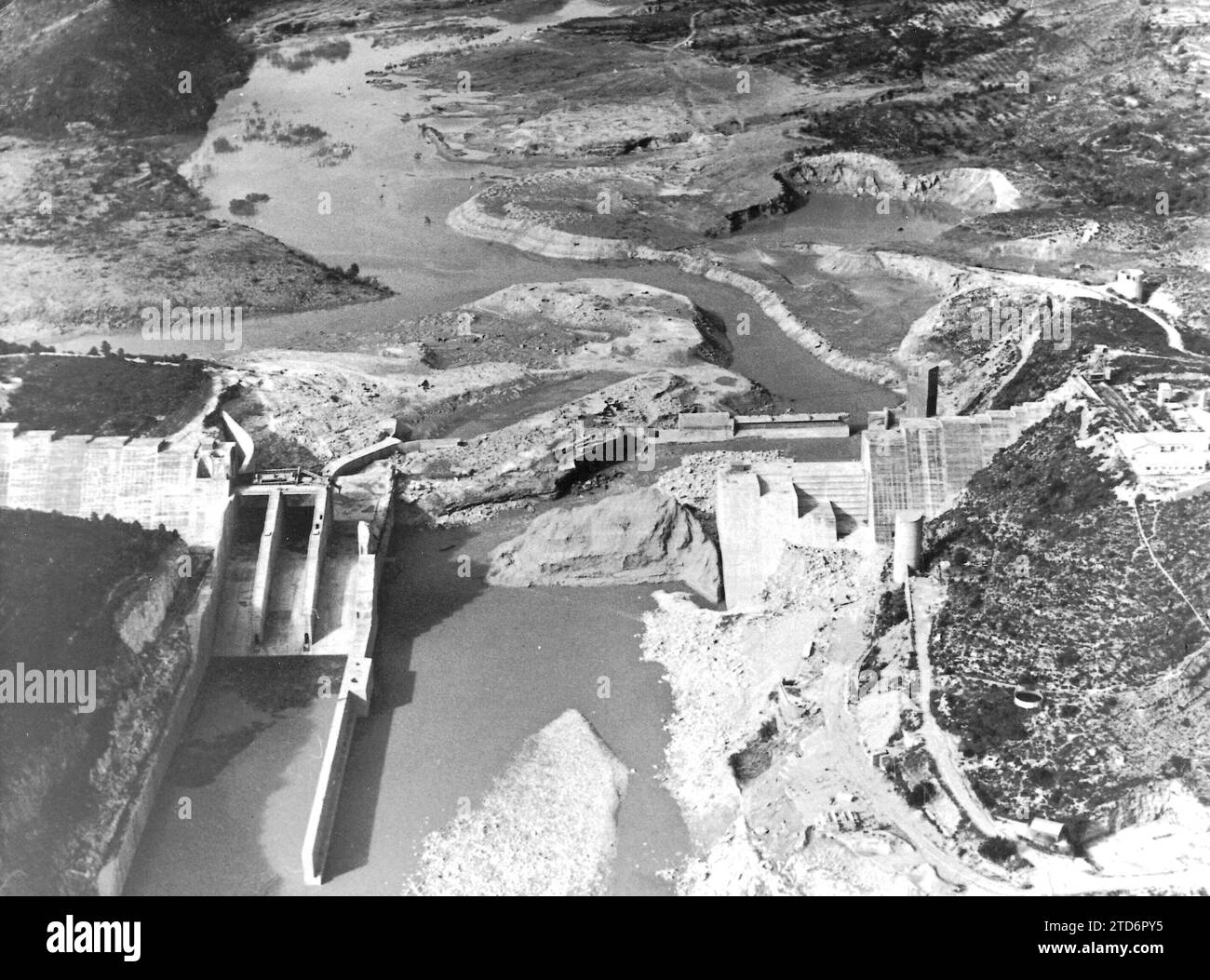 The Tous reservoir after the breakage of its dam due to the flooding of ...