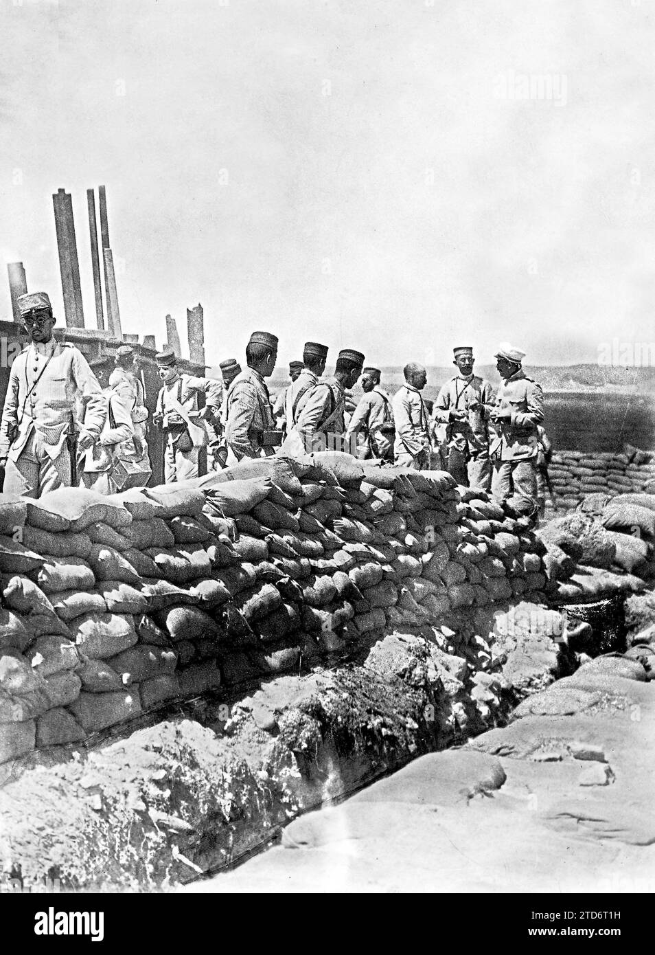 08/31/1909. The Sandbag Trenches. Infantry Soldiers Building a Trench ...