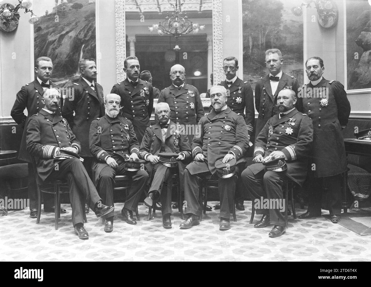 03/13/1908. The Austro-Hungarian Sailors in Madrid. From right to left ...