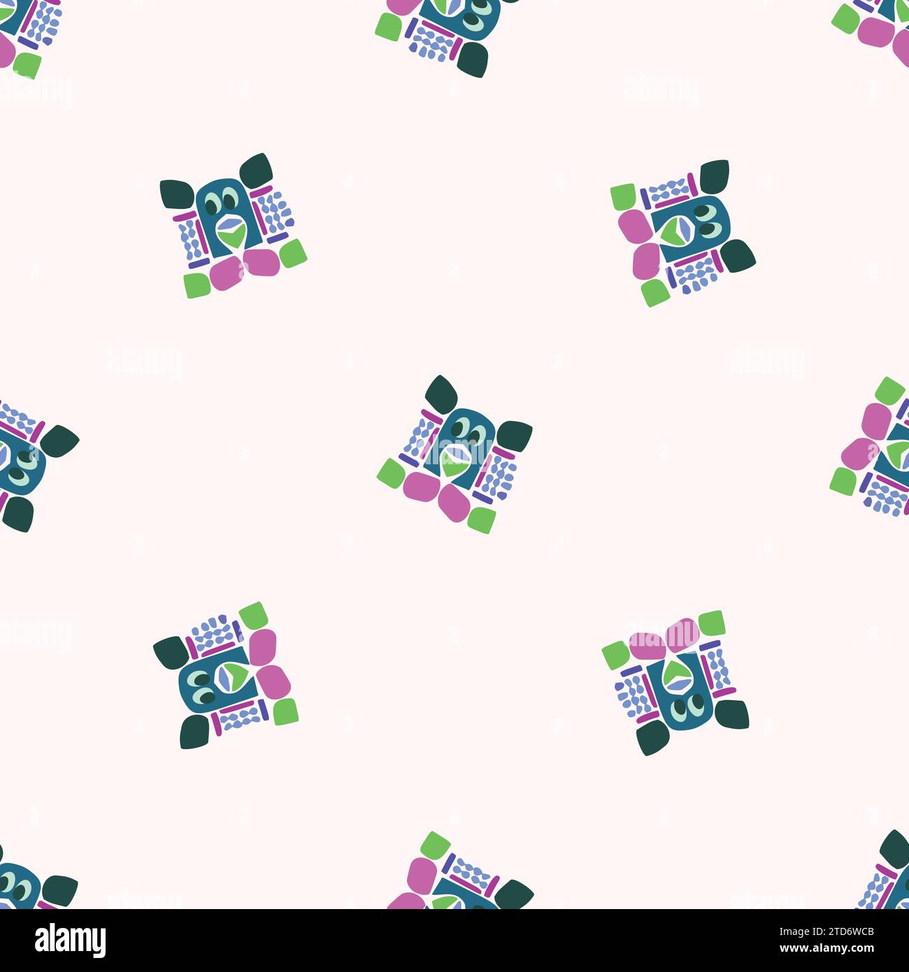 Cute kids blob monster graphic design doodle seamless vector pattern ...