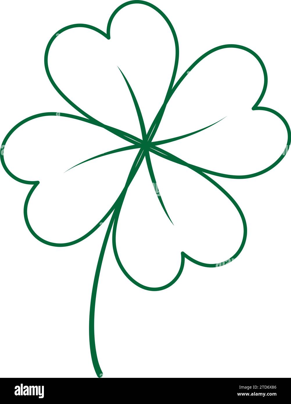 Outline drawing four leaf clover in trendy green color. St. Patrick ...