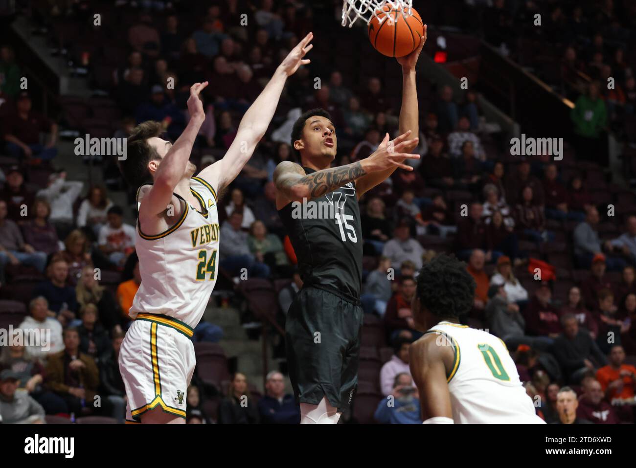 December 16, 2023: Virginia Tech Hokies center Lynn Kidd (15) shoots a ...