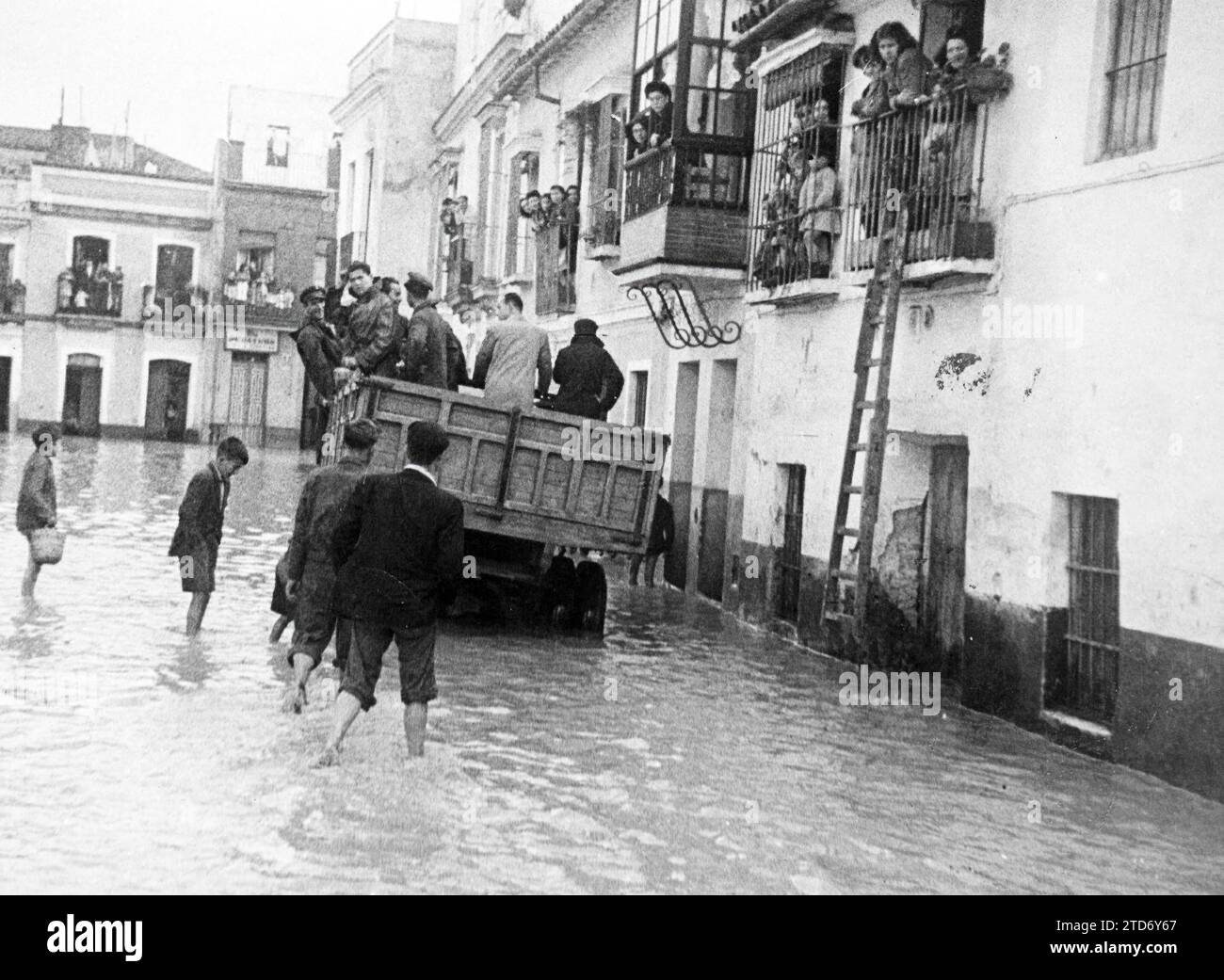 Seville, March 1947. A City Council truck provides service to the ...