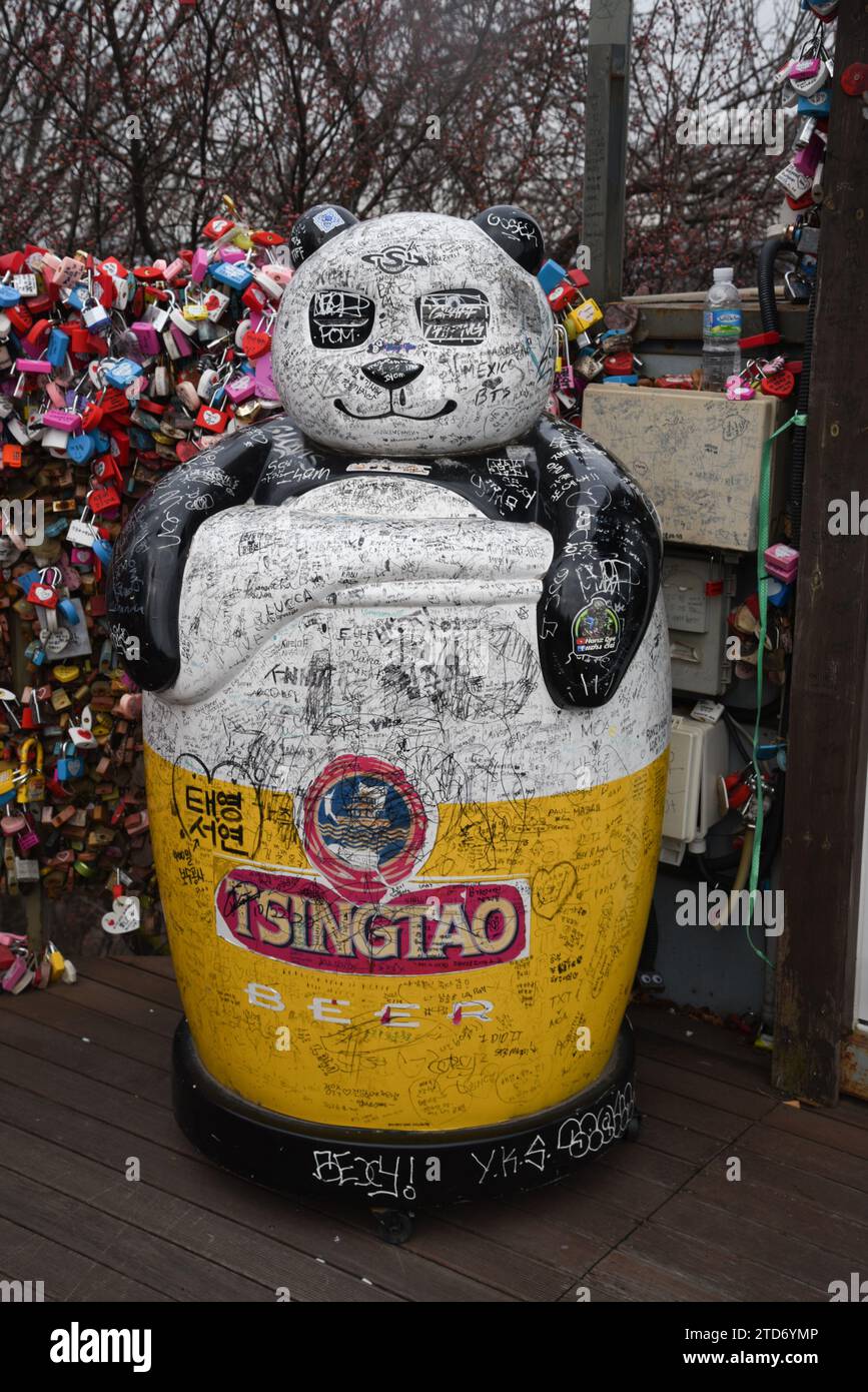 Love Lock Bridge at the base of Seoul Tower in Seoul, South Korea on ...