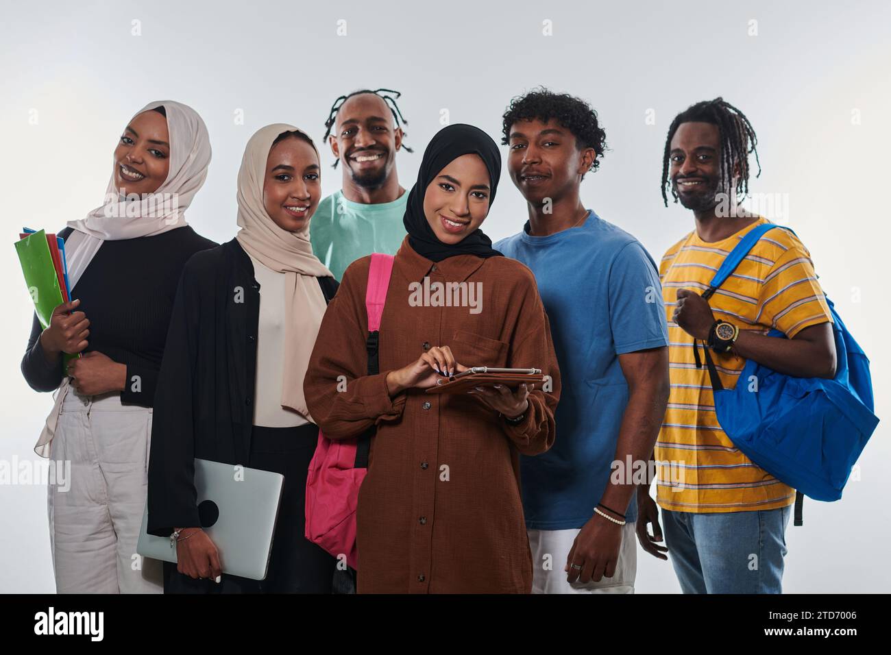 Group of diverse students engages in modern educational practices ...