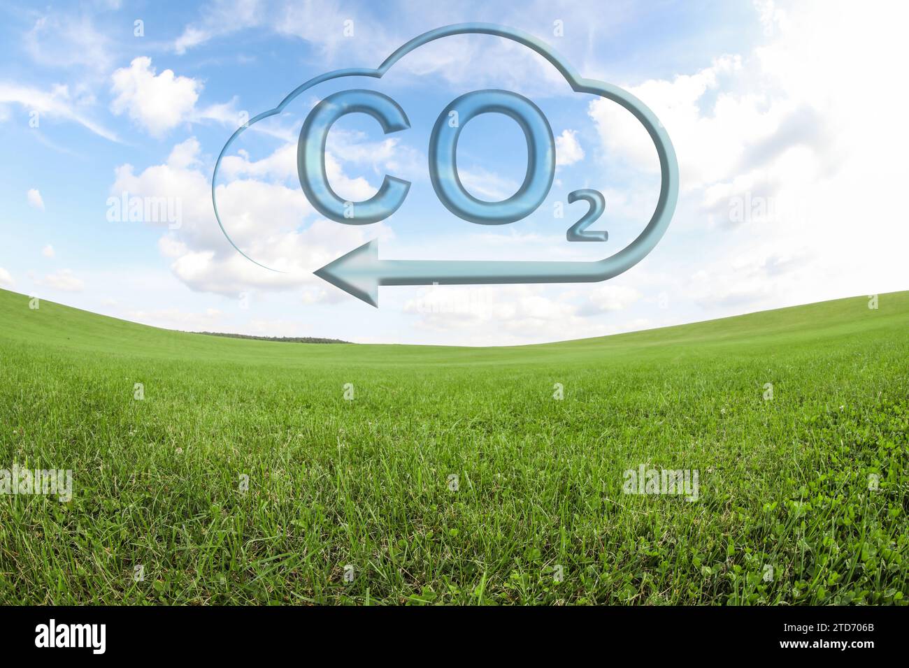 Concept of clear air. CO2 inscription in illustration of cloud with ...