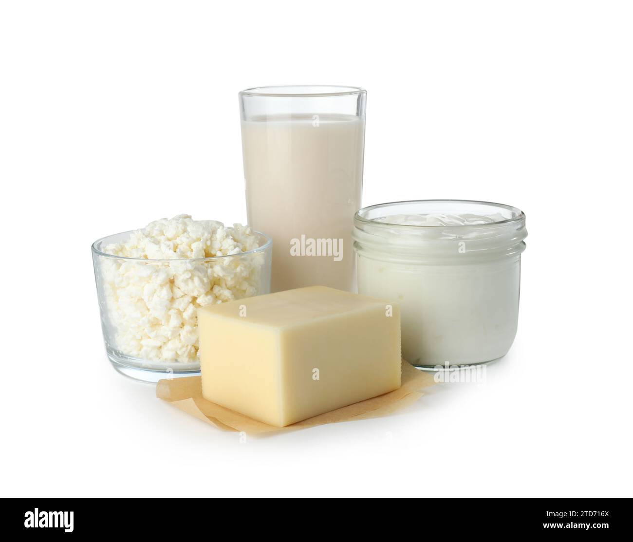 Different lactose free products isolated on white Stock Photo - Alamy