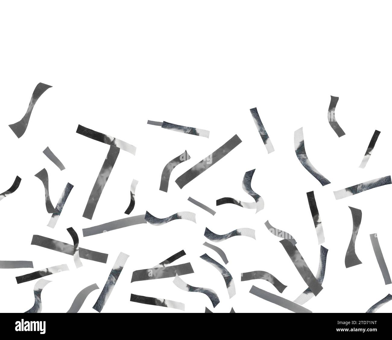 Shiny silver confetti falling on white background Stock Photo - Alamy