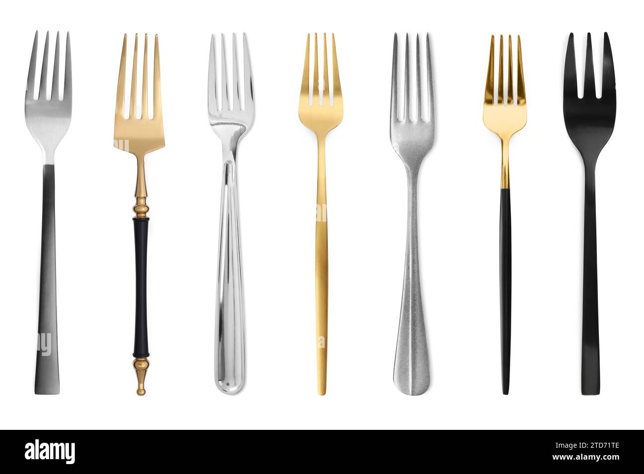 Many different forks isolated on white, set Stock Photo - Alamy