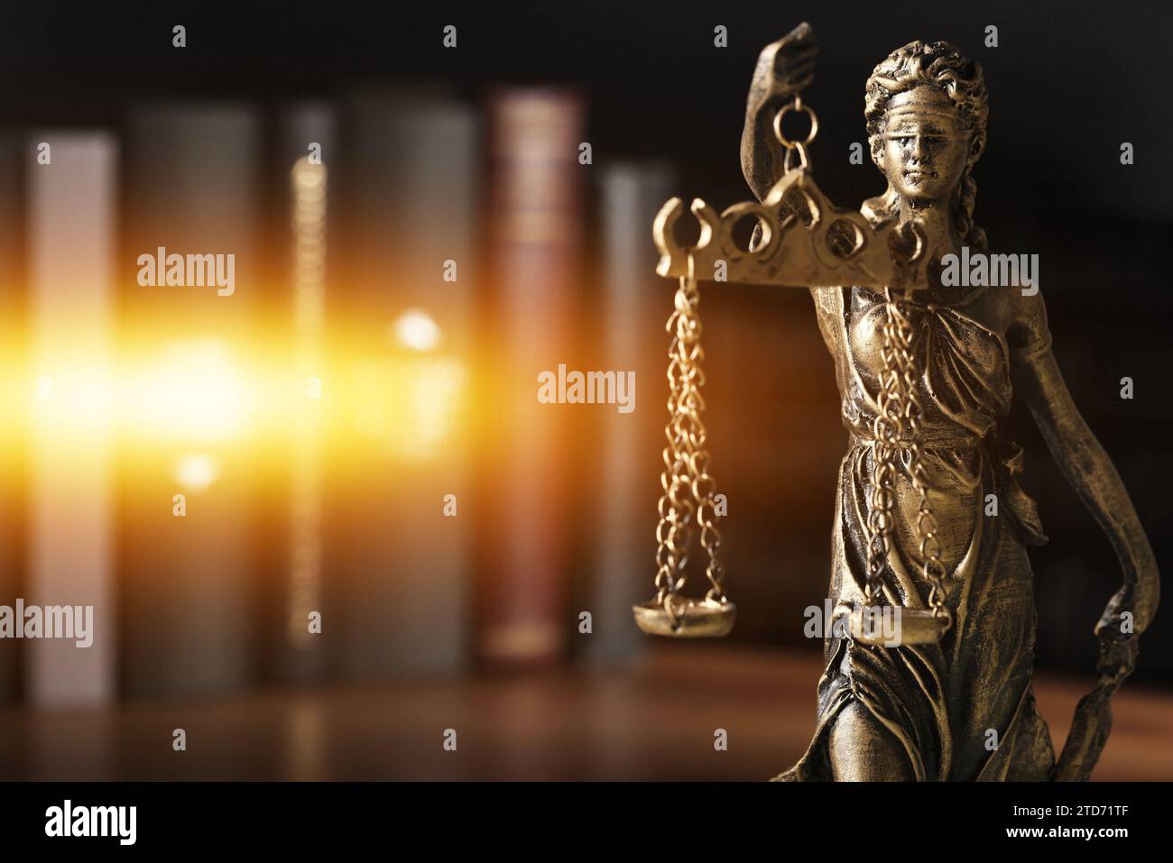 Symbol of fair treatment under law. Statue of Lady Justice against ...
