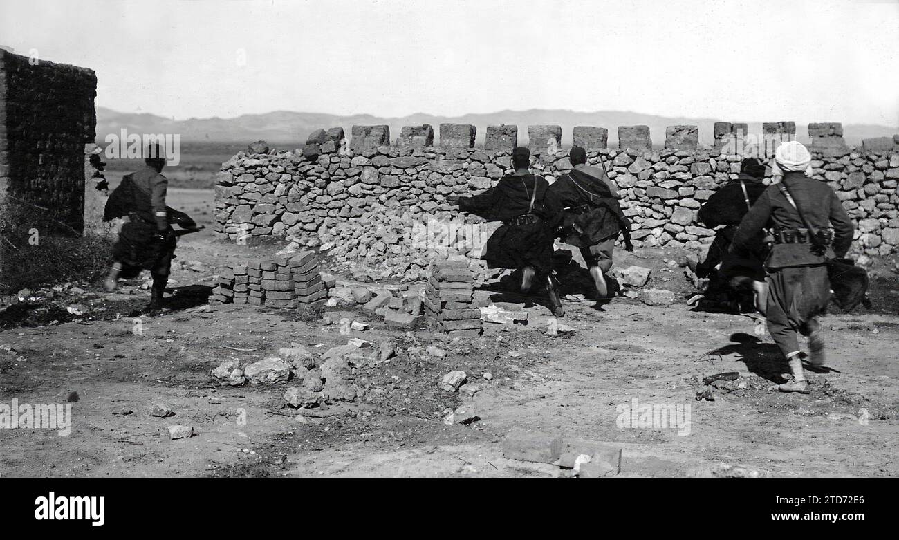 12/31/1921. Melilla. Occupation of Dar Drius. Assault on the position ...