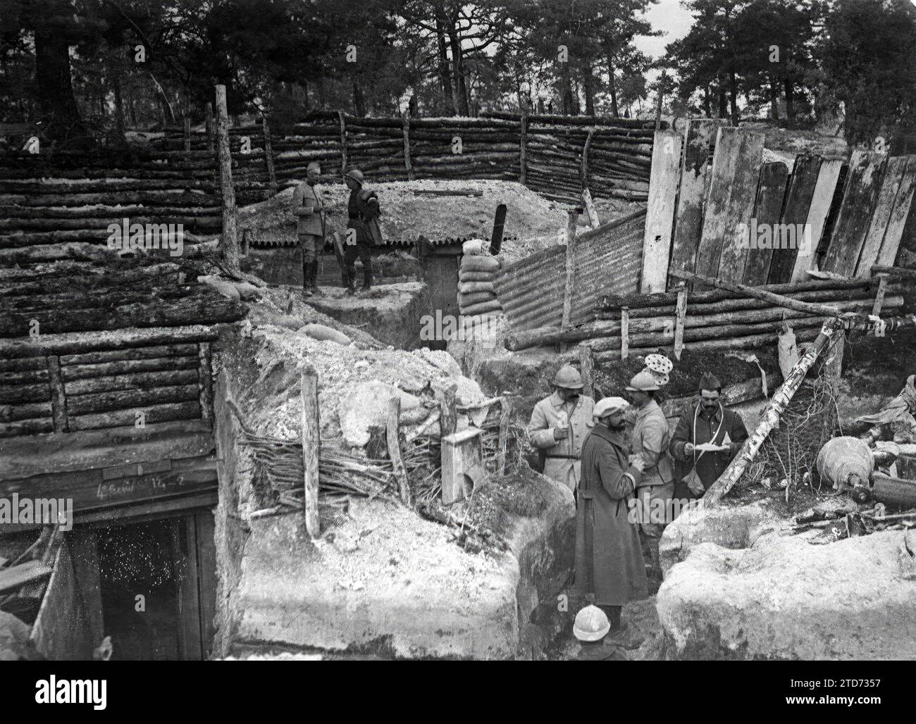 Verdun (France), April 1916. On the battle line in France. A fortified ...
