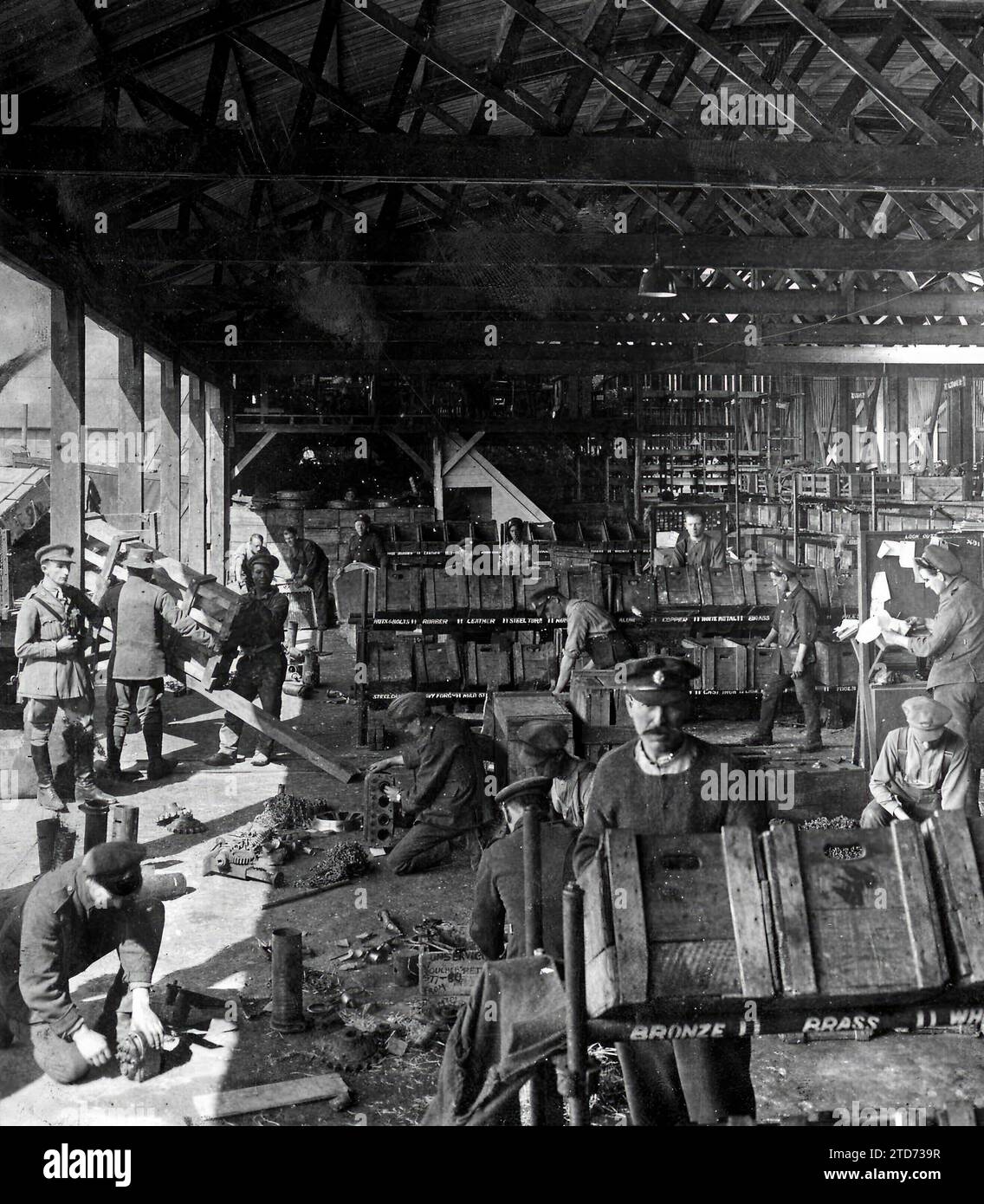 07/31/1918. The English in War. A large warehouse of Metal Parts for ...