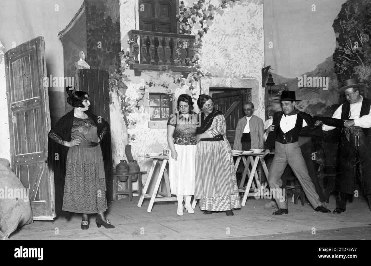 02/28/1922. Madrid. In the Spanish theater. A scene from the comedy in ...
