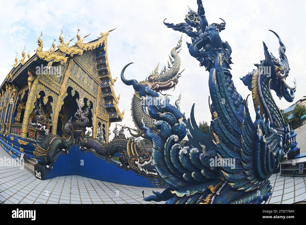 The Naga Ladder Sculpture front of chapel is a unique applied art using ...