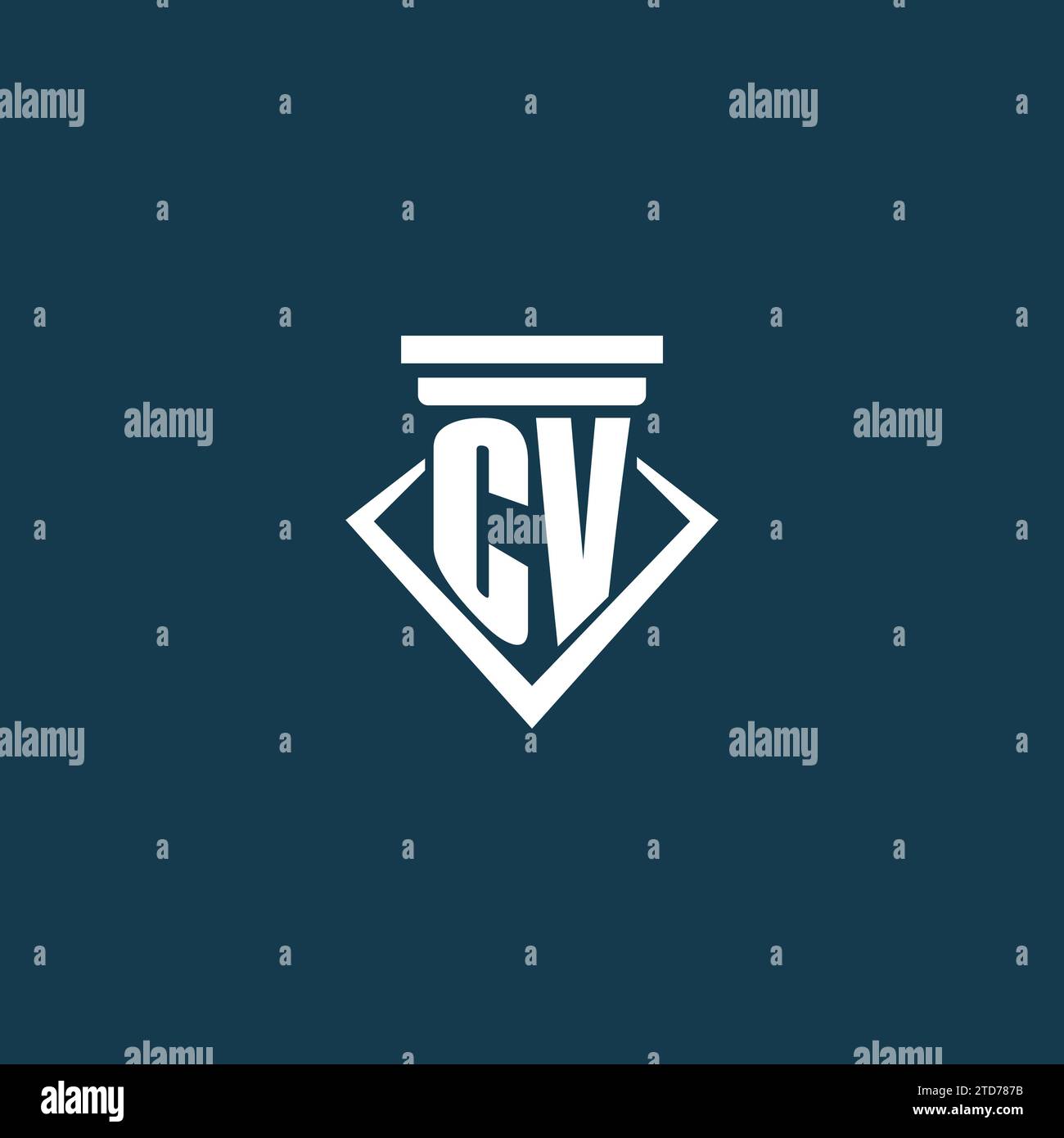 CV initial monogram logo for law firm, lawyer or advocate with pillar ...