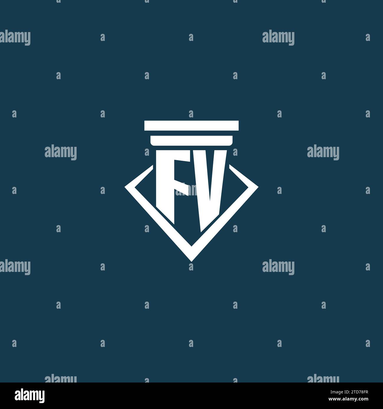 FV initial monogram logo for law firm, lawyer or advocate with pillar ...