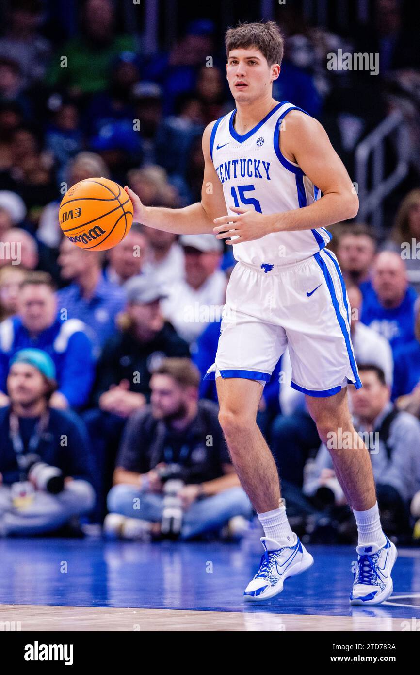 December 16, 2023: Kentucky Wildcats guard Reed Sheppard (15) brings ...