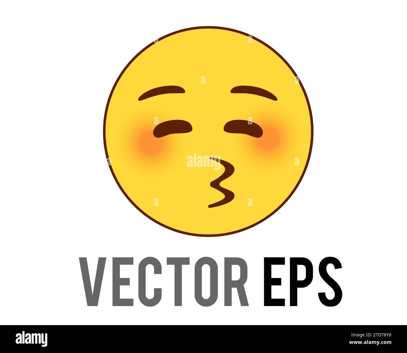 Yellow smiley red cheek face with kissing mouth icon Stock Vector Image ...