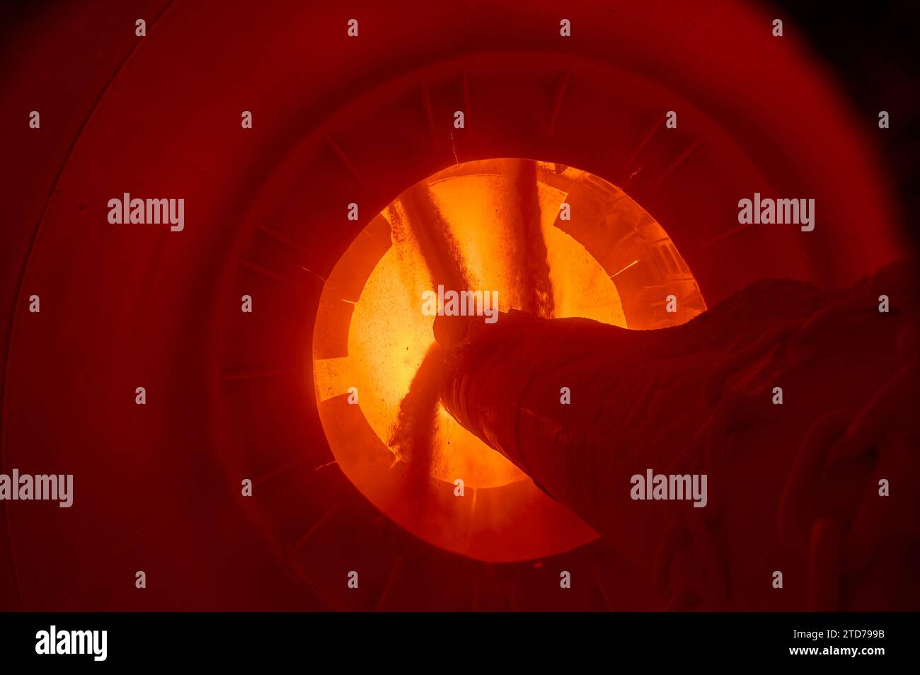 Combustion chamber of rotary furnace for roasting limestone Stock Photo ...