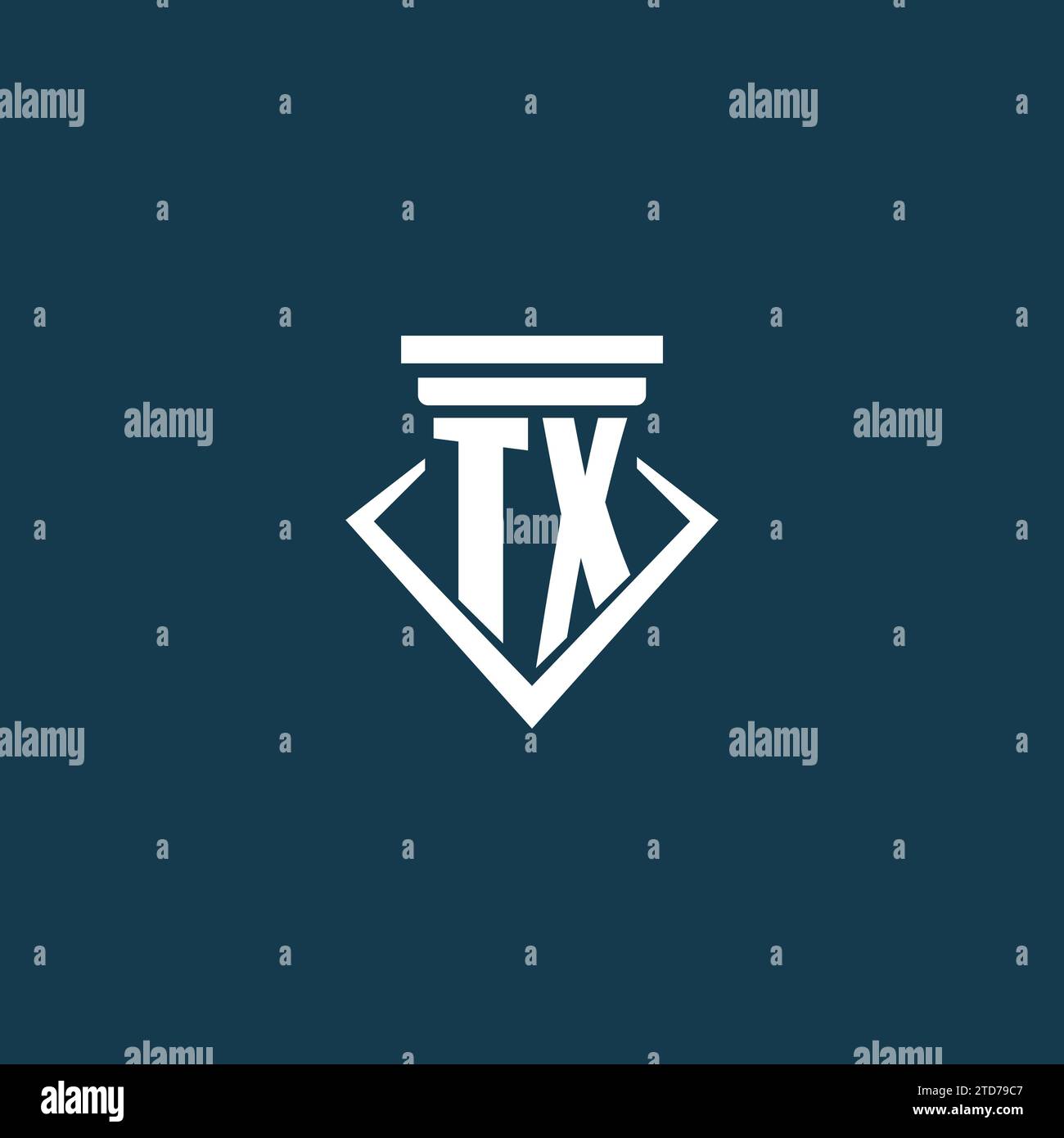 TX initial monogram logo for law firm, lawyer or advocate with pillar ...