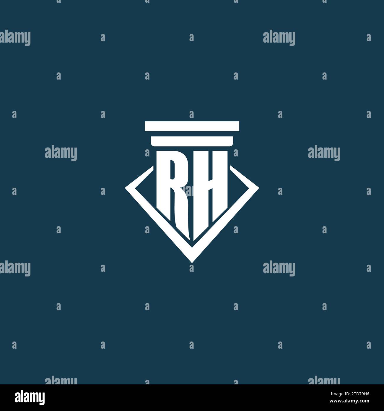 RH initial monogram logo for law firm, lawyer or advocate with pillar ...