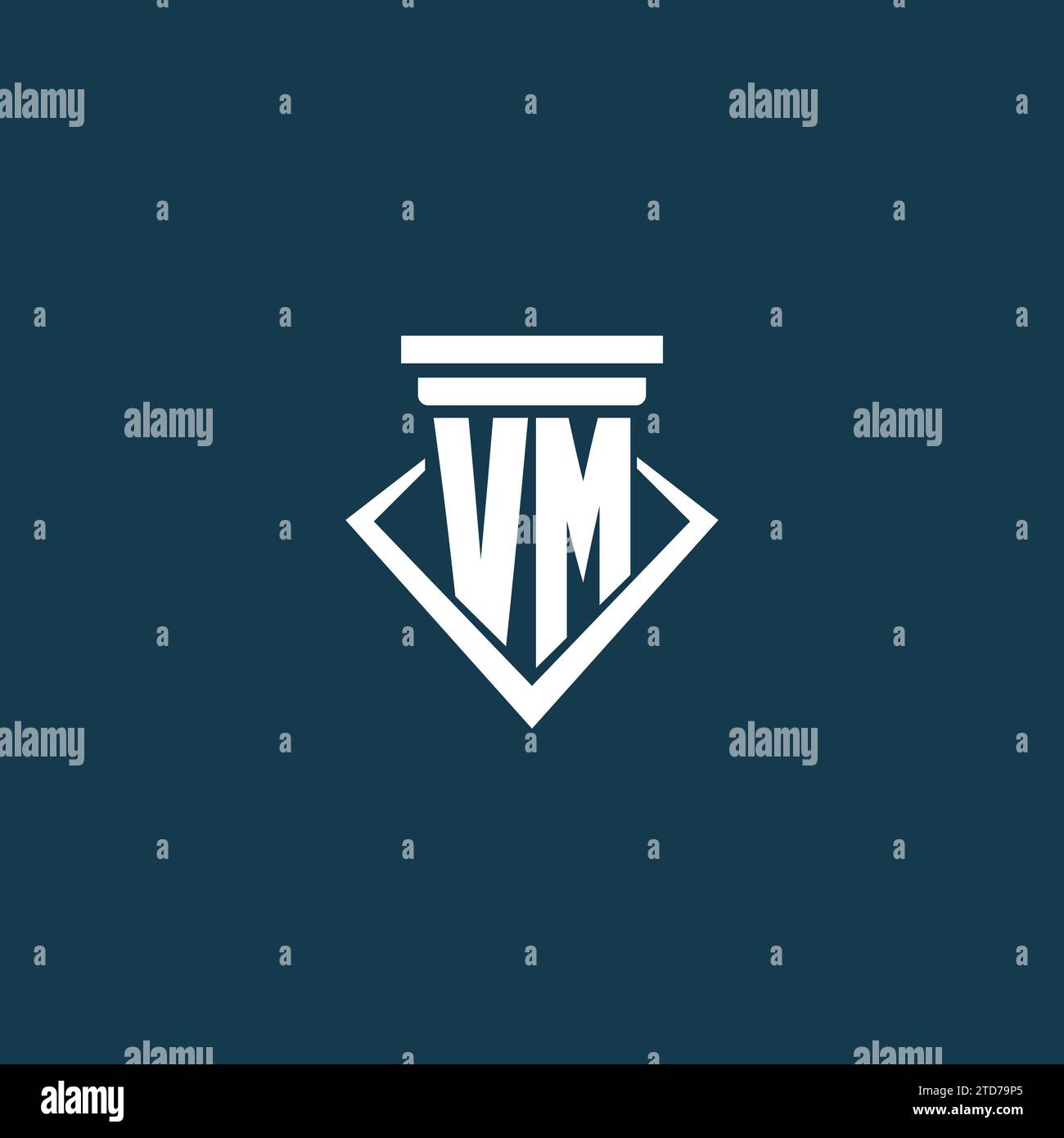 VM initial monogram logo for law firm, lawyer or advocate with pillar ...