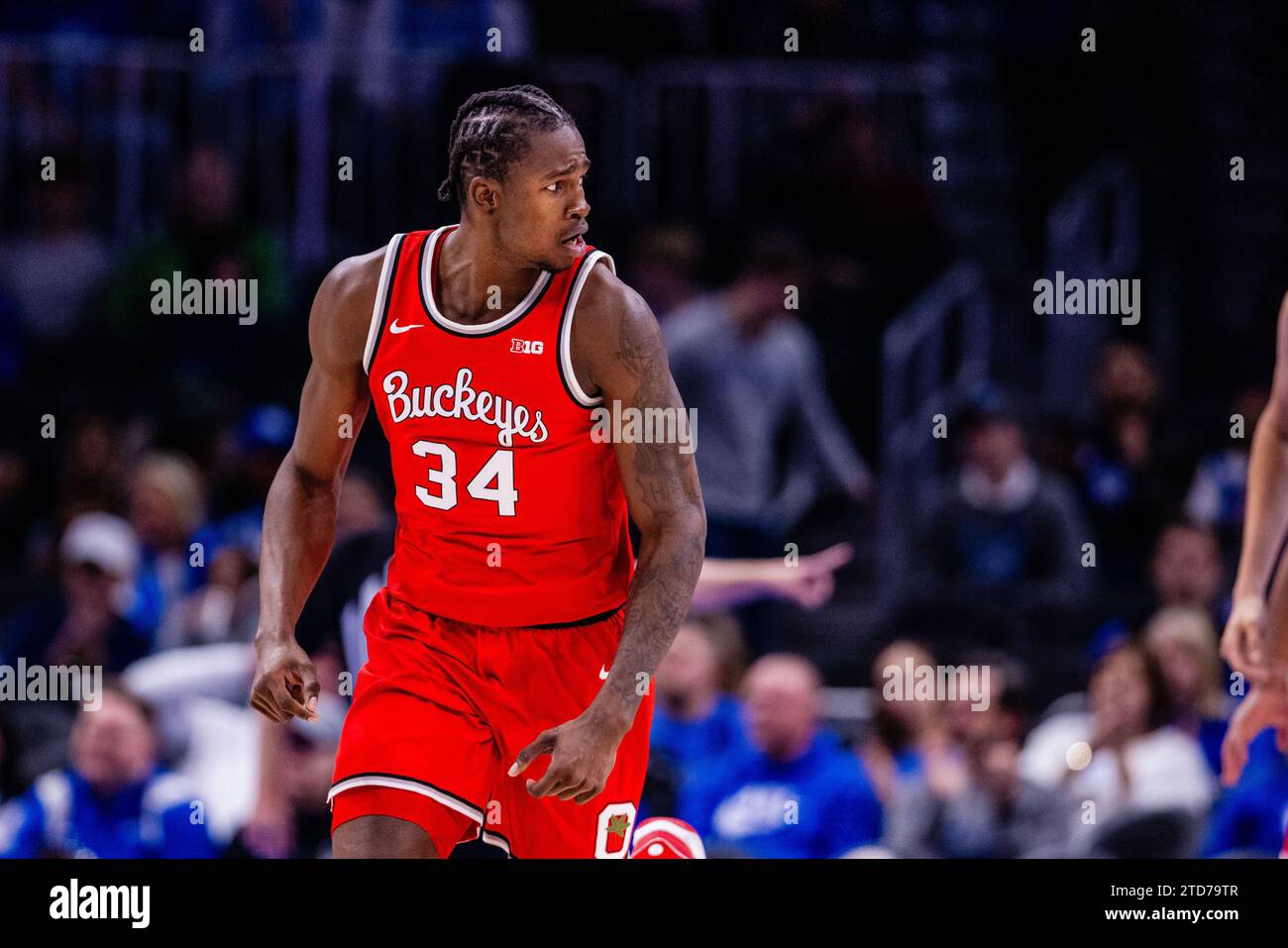 December 16, 2023: Ohio State Buckeyes center Felix Okpara (34) runs ...