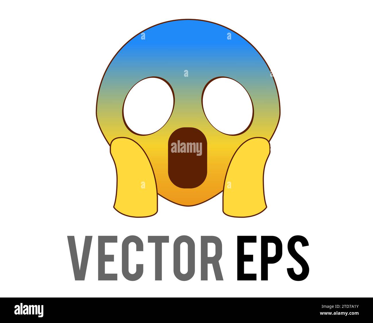 The isolated gradient yellow and blue scary character face icon with ...