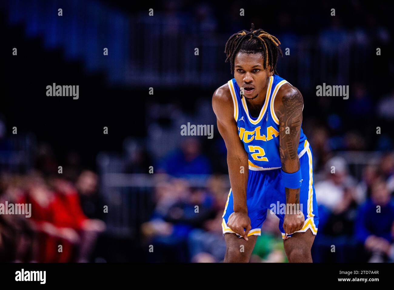 December 16, 2023: UCLA Bruins guard Dylan Andrews (2) rests during the ...