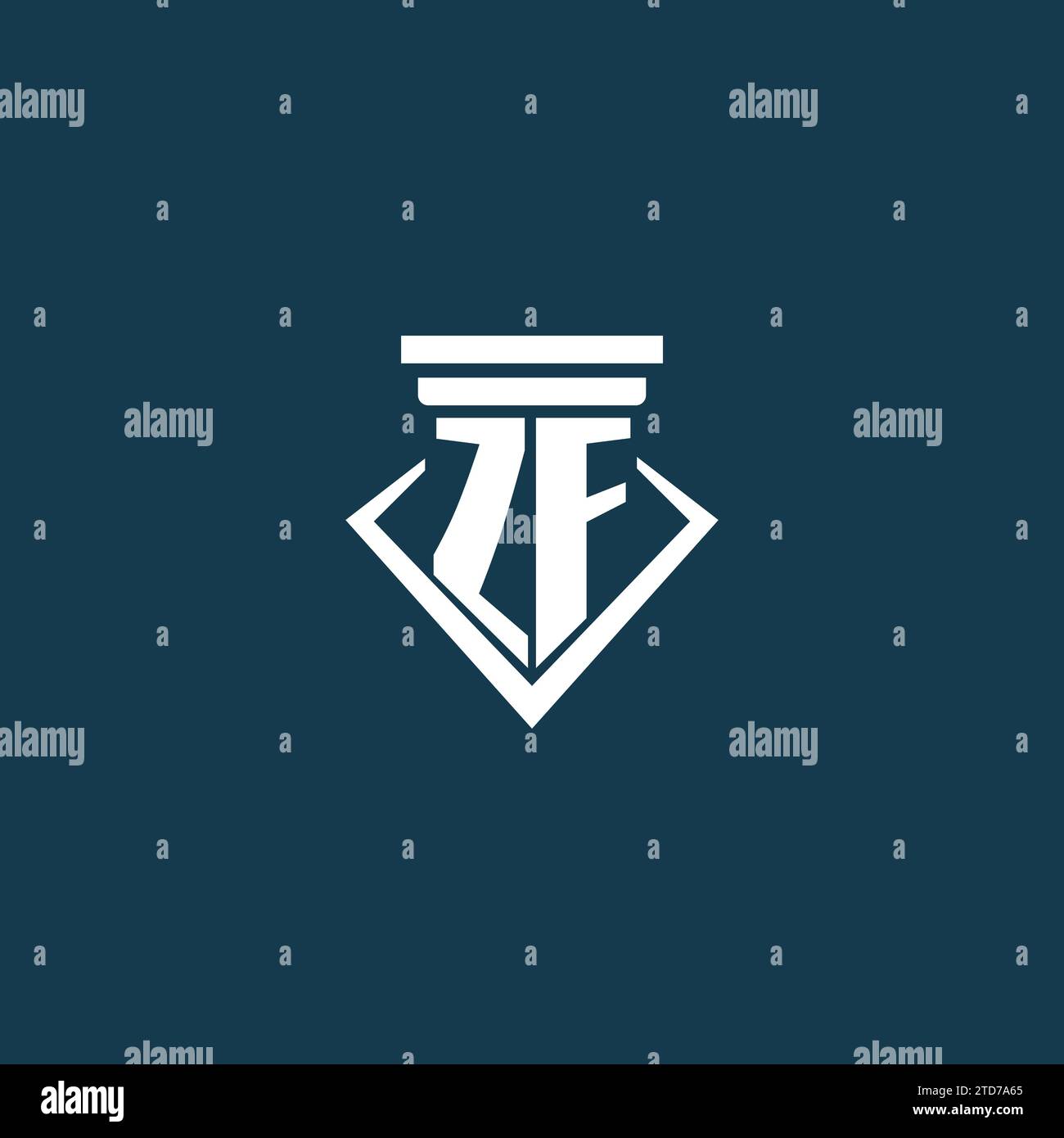 ZF initial monogram logo for law firm, lawyer or advocate with pillar ...