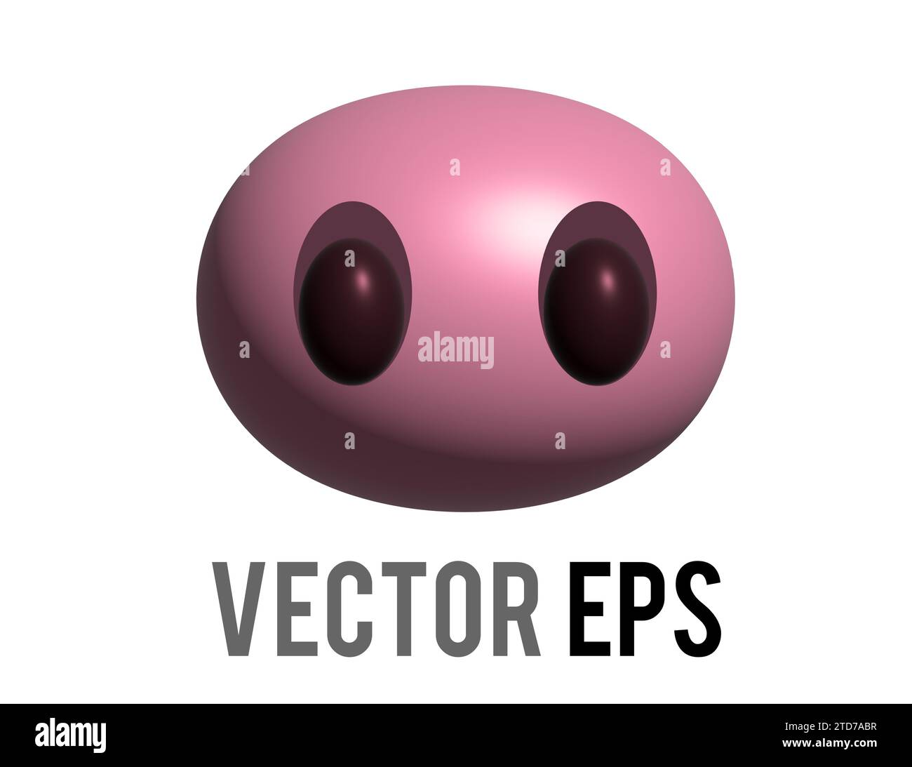 Gradient pink snout, nose of cute pig 3D icon with two black nostrils ...