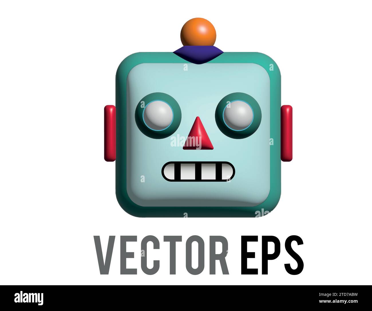 The isolated vector head of classic vintage tin toy grimace robot icon ...