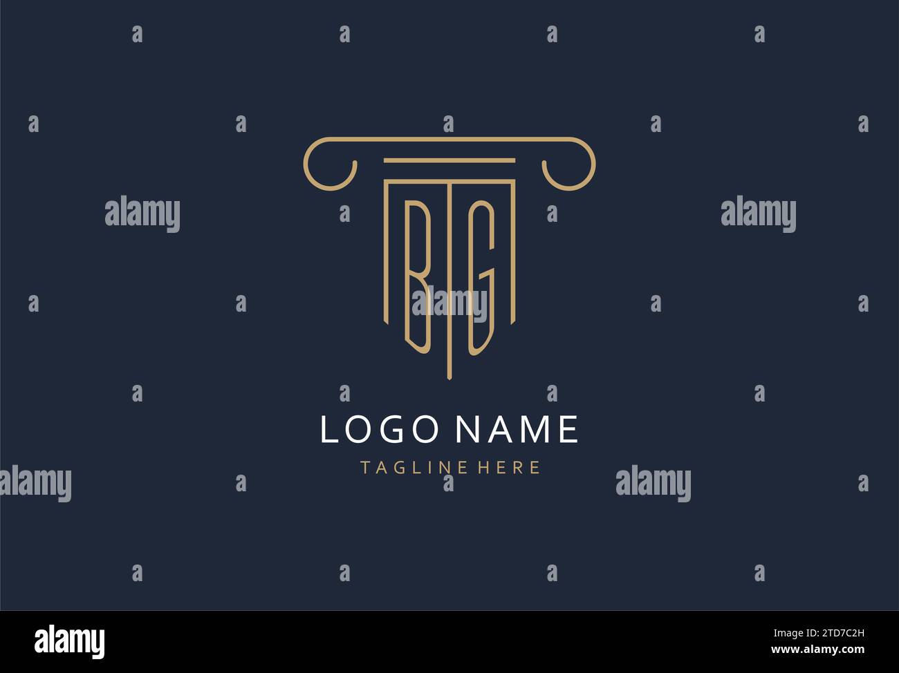 BG initial with pillar shape logo design, creative monogram logo design ...