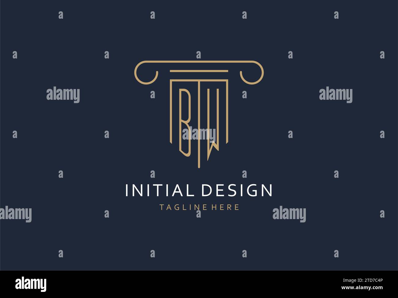 BW initial with pillar shape logo design, creative monogram logo design ...