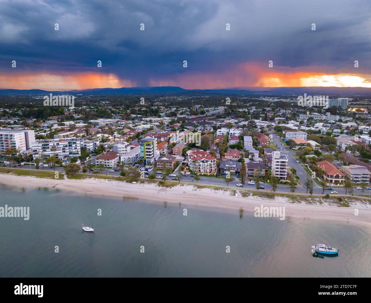 Waterfront real estate with a dramatic stormfront moving in overhead at ...