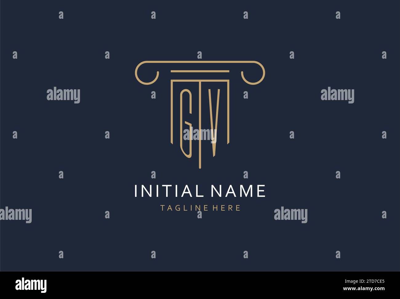 GV initial with pillar shape logo design, creative monogram logo design ...