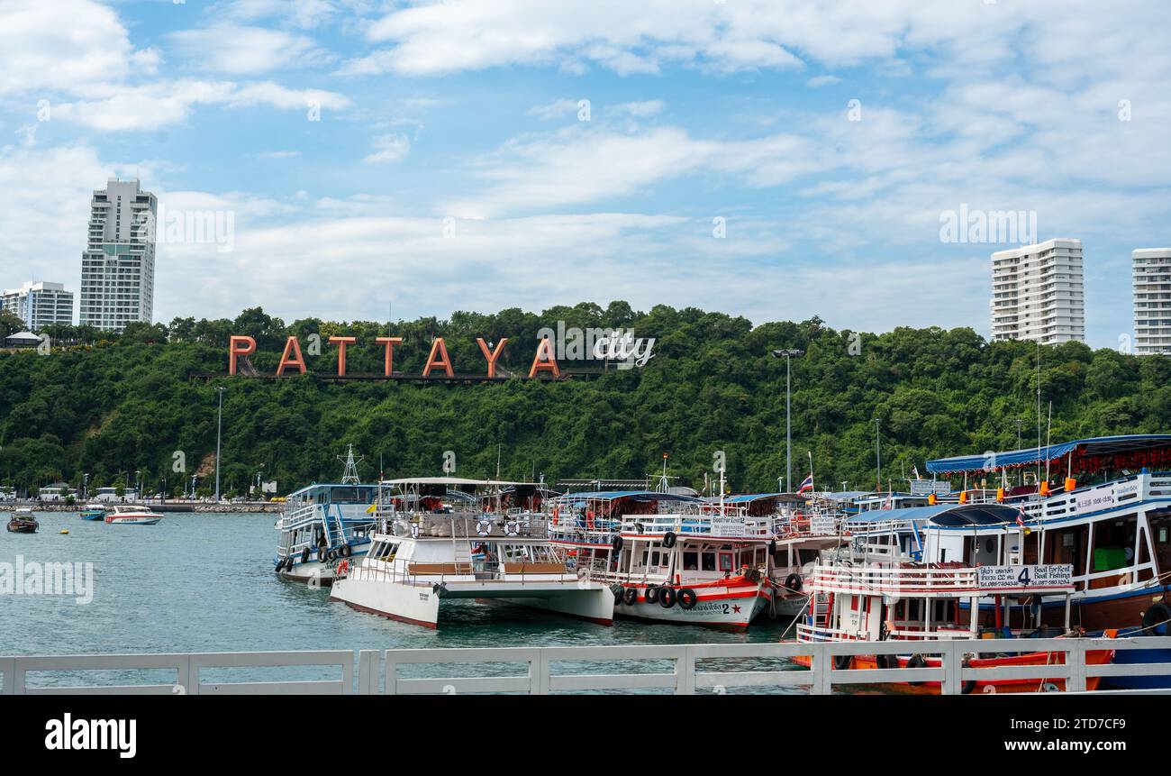 Pattaya, Thailand - December 15, 2023: Pattaya City Sign, hillside ...